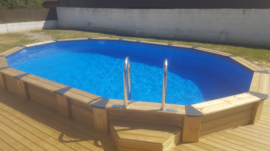 Piscina desmontable de madera 6,10 x 3,75 x 1,32.